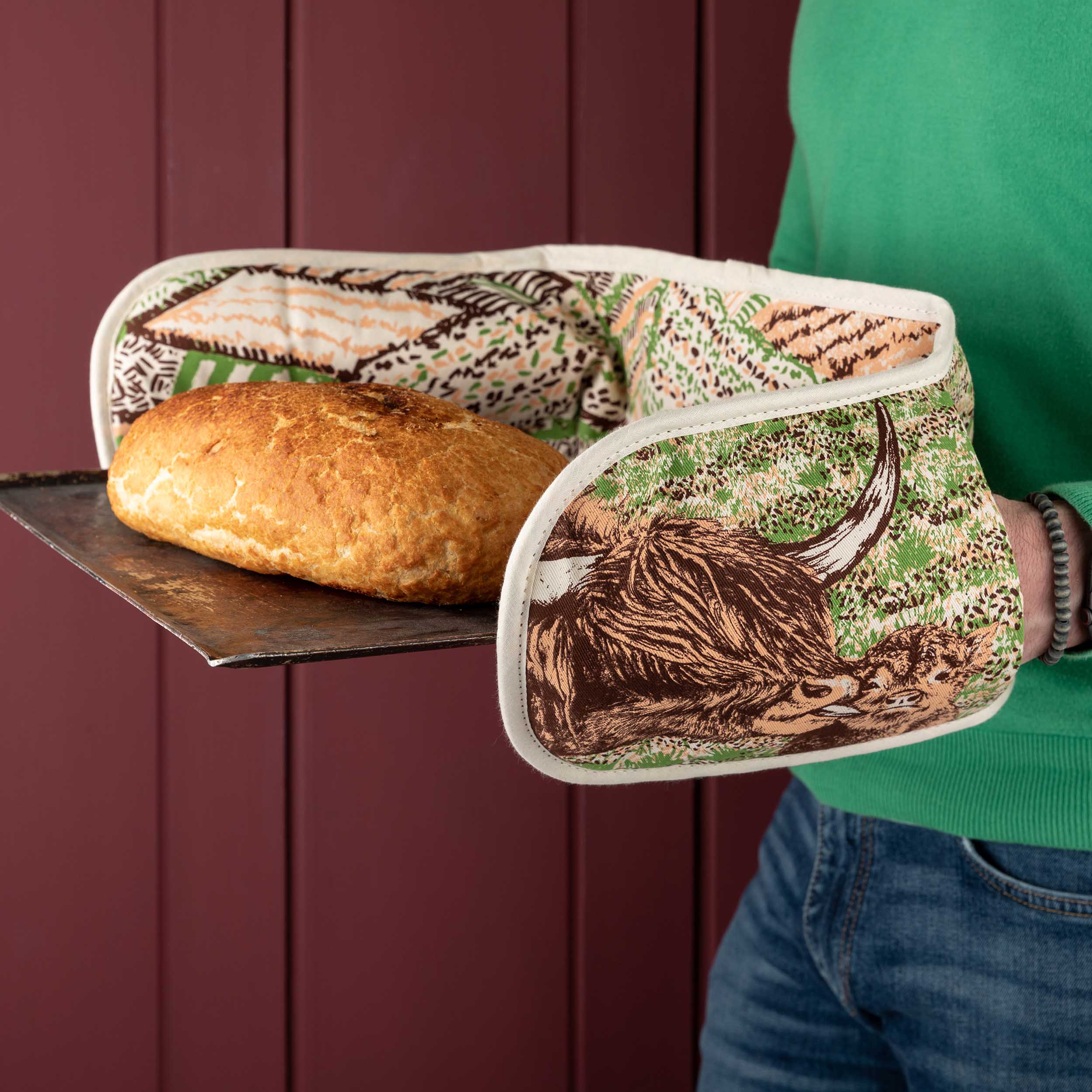Highland Cow Love Oven Gloves | Kitchenware by Cherith Harrison