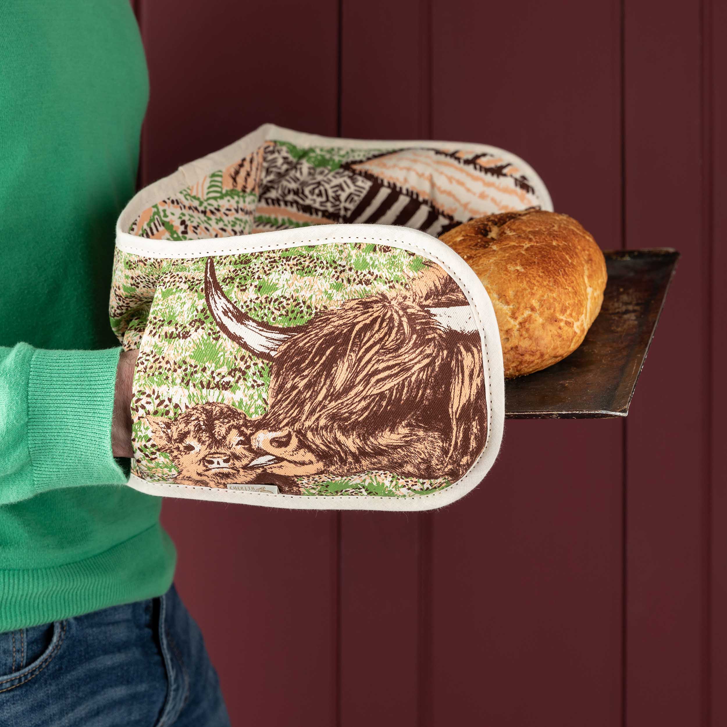 Highland Cow Love Oven Gloves | Kitchenware by Cherith Harrison