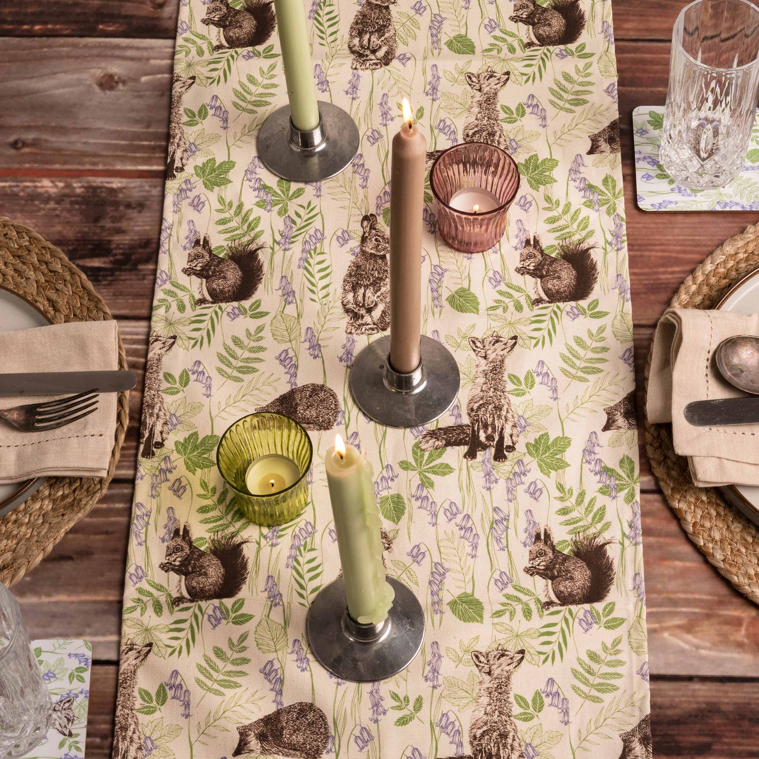 Woodland Creatures Table Runner | Cherith Harrison Wildlife Gifts