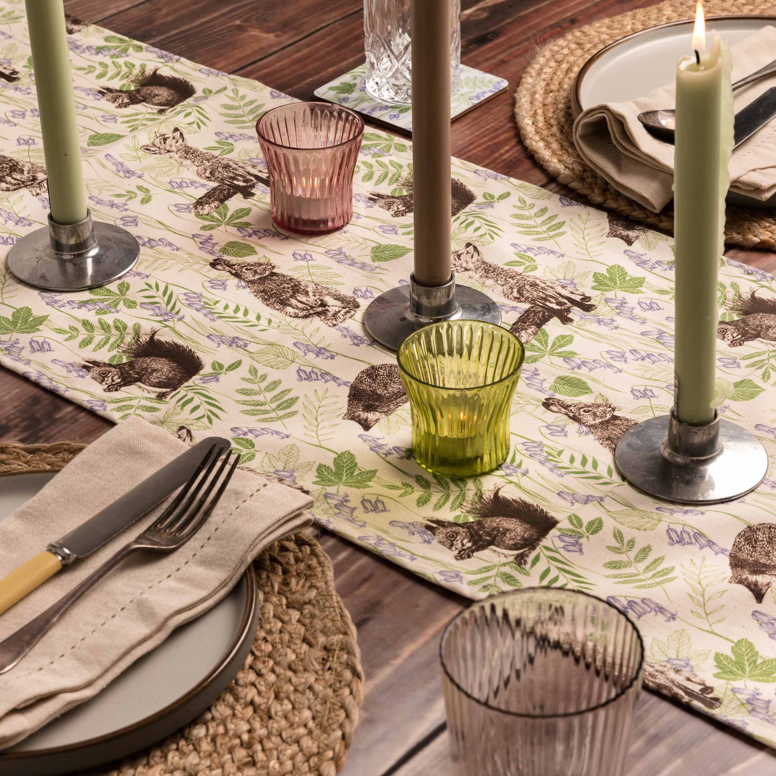 Woodland Creatures Table Runner | Cherith Harrison Wildlife Gifts