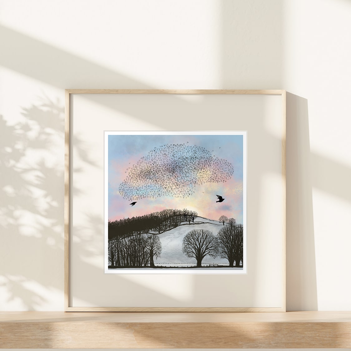 Starling Murmuration at Sunrise Print | Artwork by Cherith Harrison